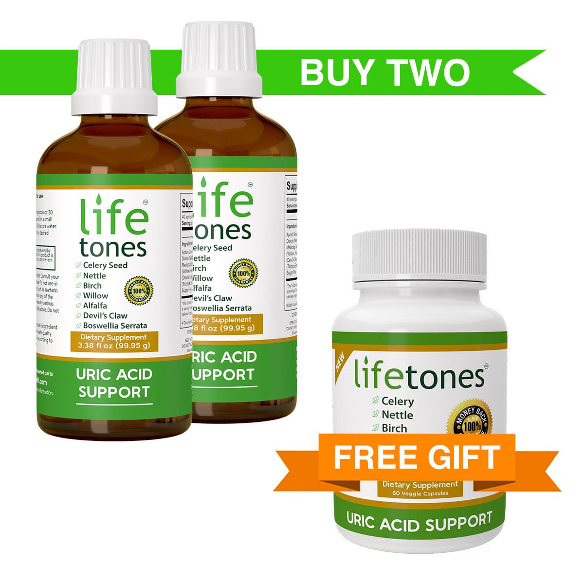 Buy 2 Uric Acid Support Tinctures, Get Capsules Free! – Lifetones